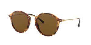 ray-ban rb2447 round sunglasses, spotted brown havana/b-15 brown, 49 mm + 0