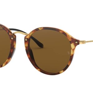 Ray-Ban RB2447 Round Sunglasses, Spotted Brown Havana/B-15 Brown, 49 mm + 0