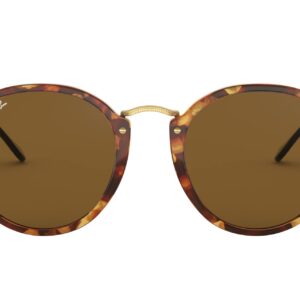 Ray-Ban RB2447 Round Sunglasses, Spotted Brown Havana/B-15 Brown, 49 mm + 0