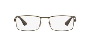 ray-ban men's rx6332 rectangular prescription eyewear frames, matte gunmetal, 55mm