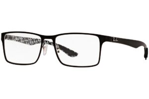 ray-ban rx8415 rectangular prescription eyeglass frames, matte black on black/demo lens, 55 mm