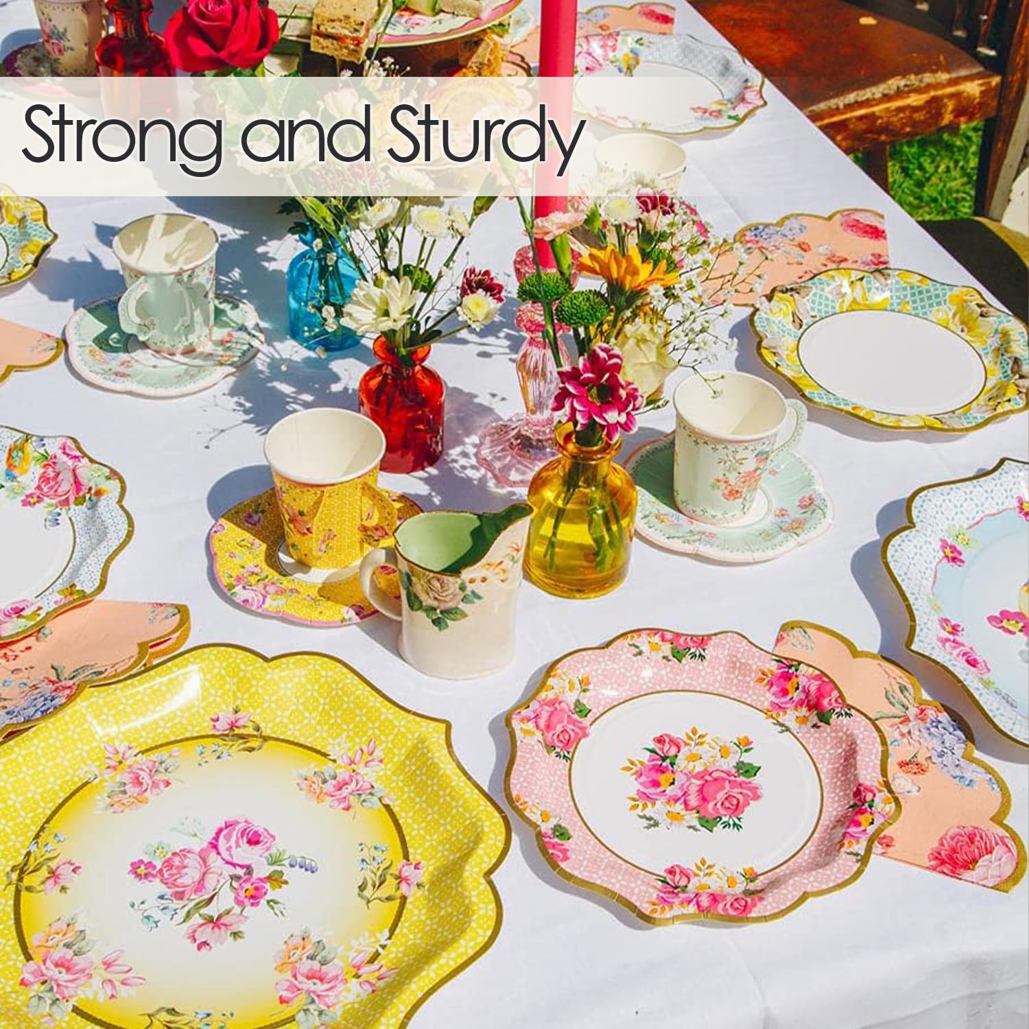 Talking Tables Truly Scrumptious Floral Plates for a Tea Party, Wedding, Multicolor (1)