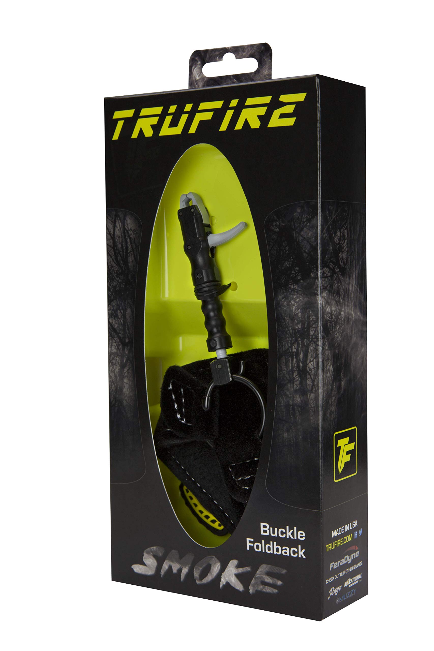 Tru-Fire Smoke Adjustable Archery Compound Bow Release with Foldback Design - Black Wrist Strap