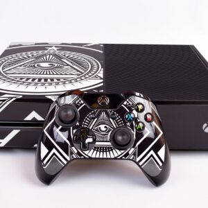 Designer Skin Sticker for the Xbox One Console With Two Wireless Controller Decals White Blossoms & Butterflies by 247Skins