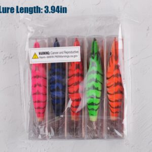 Glow Squid Jigs Saltwater Fishing Lures 10pcs Shrimp Prawn Lures Luminous for Cuttlefish Octopus Fishing Lures Kit