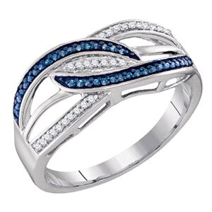 dazzlingrock collection 0.13 carat (cttw) sterling silver round blue & white diamond women split shank cocktail ring, size 6.5