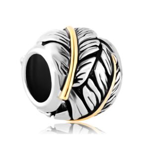 lovelyjewelry feather silver plated charm beads for bracelet