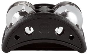 meinl percussion compact foot tambourine with stainless steel jingles-not made in china-accompaniment for cajon gigs, 2-year warranty, black (cfjs2s-bk)