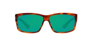 costa del mar mens cut rectangular sunglasses, honey tortoise/copper green mirrored polarized-580p, 60 mm