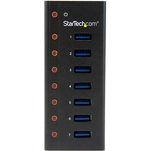 StarTech.com 7 Port USB 3.0 Hub (5 Gbps) - Metal Enclosure - Desktop or Wall Mountable - Rugged & industrial Powered USB Expander and Splitter Hub (ST7300U3M)