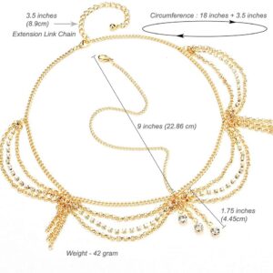 Gold Tone Womens Rhinestone Accent Draped Head Chain Jewelry IHC1030G