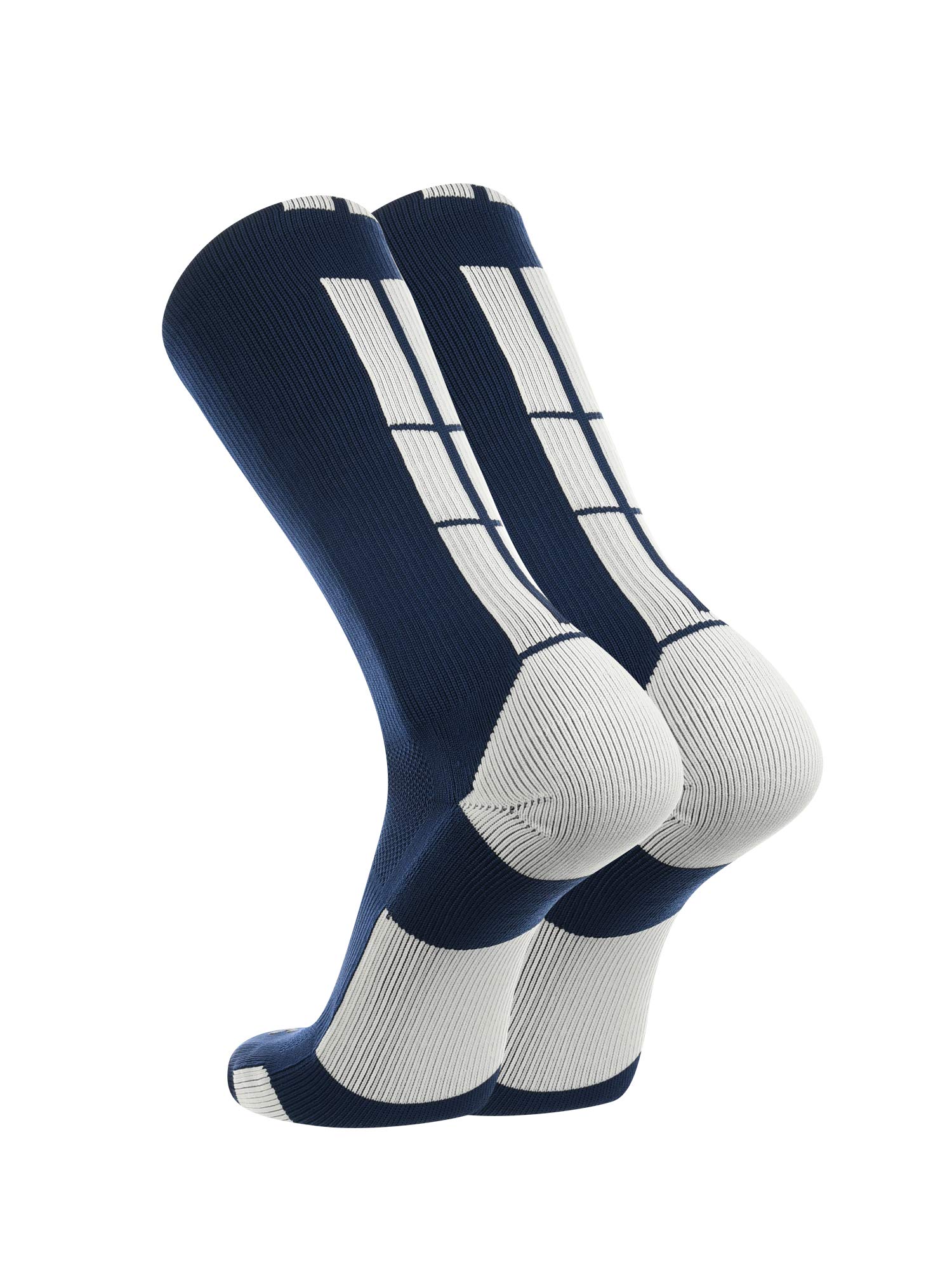 TCK Sports Elite Performance Crew Socks, Navy/White, Large