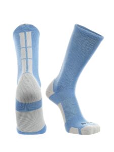 tck baseline 3.0 athletic crew socks (columbia blue/white, small)