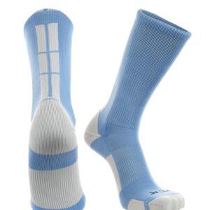 TCK Baseline 3.0 Athletic Crew Socks (Columbia Blue/White, Small)