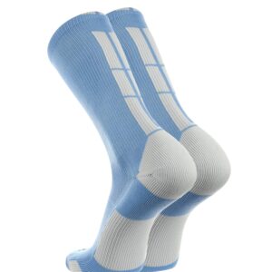 TCK Baseline 3.0 Athletic Crew Socks (Columbia Blue/White, Small)