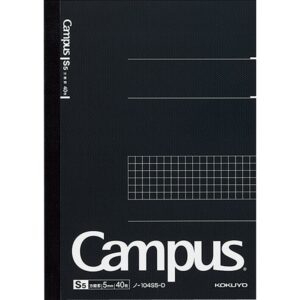 kokuyo campus notebook, business type, grid 5mm ruled, a5, 40 sheets, black cover, japan import (no-104s5-d)