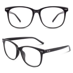 happy store retro clear lens fake glasses non prescription frame uv400 protection,glossy black