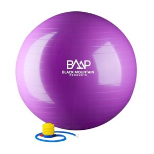 black mountain products 2000-pound static strength exercise stability ball with pump, purple, 85cm