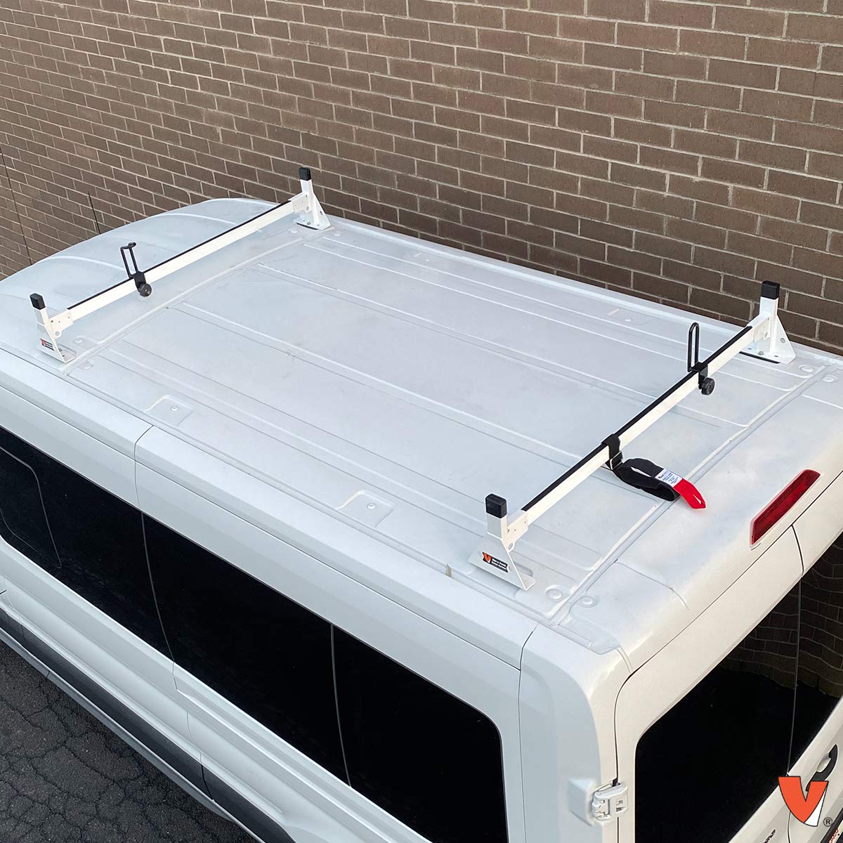 Vantech Low Profile 2-Bar Ladder Rack Ford Transit (Cargo) 2015-On 54" Bars Steel White