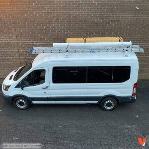 Vantech Low Profile 2-Bar Ladder Rack Ford Transit (Cargo) 2015-On 54" Bars Steel White