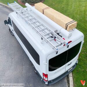 Vantech Low Profile 2-Bar Ladder Rack Ford Transit (Cargo) 2015-On 54" Bars Steel White