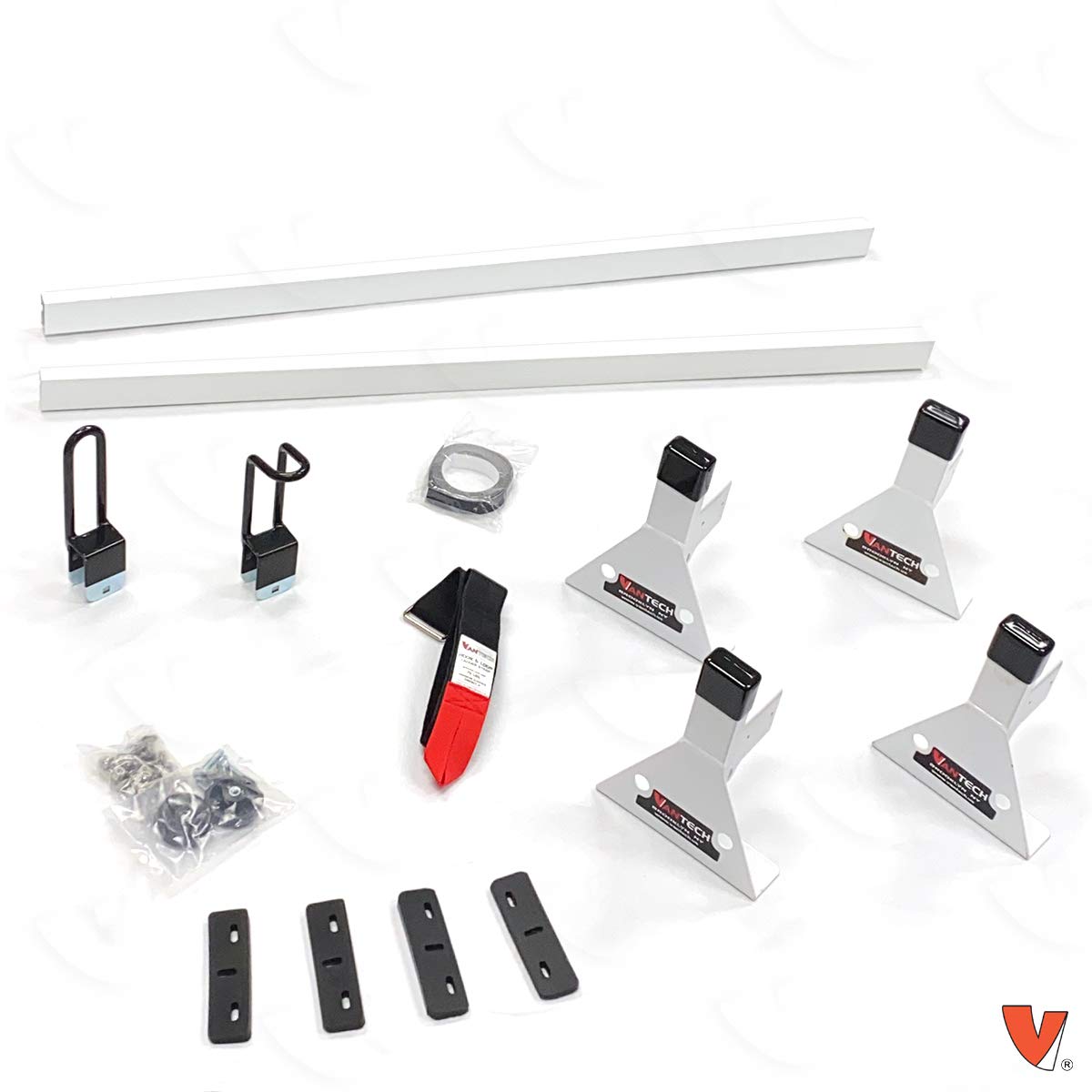 Vantech Low Profile 2-Bar Ladder Rack Ford Transit (Cargo) 2015-On 54" Bars Steel White