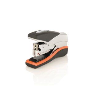 rexel optima 40 compact low force stapler, 40 sheet capacity, flat clinch stapling, 26/6 staples included, silver/black, 2103357