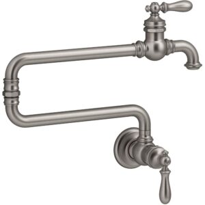 kohler 99270-vs artifacts wall-mount pot filler, pot filler faucet, kitchen sink pot filler faucets, vibrant stainless