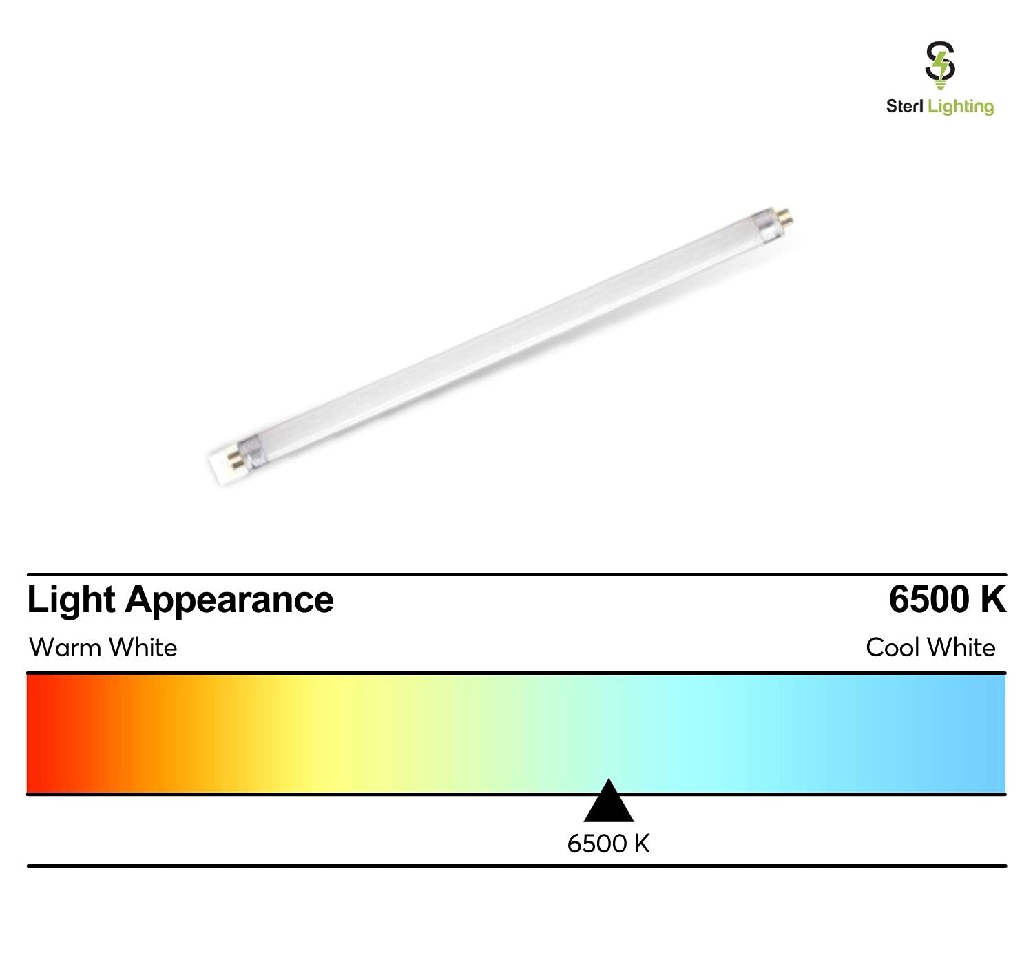 Sterl Lighting - Pack of 8 T5 Counter Lighting 11.33 inch Straight Fluorescent Tube Light Bulbs - 8 Watts - 110/130 Volts - G5 Base - 6500 Kelvin Supra Life Daylight - 400 Lumens