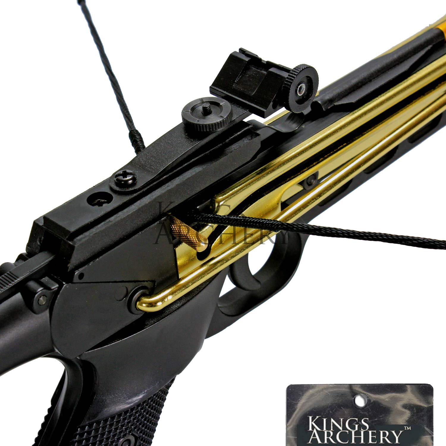 KingsArchery Pistol Crossbow Self-Cocking 80 LBS with Adjustable Sights and a Total of 63 Aluminim Arrow Bolt Set