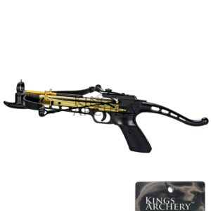 KingsArchery Pistol Crossbow Self-Cocking 80 LBS with Adjustable Sights and a Total of 63 Aluminim Arrow Bolt Set