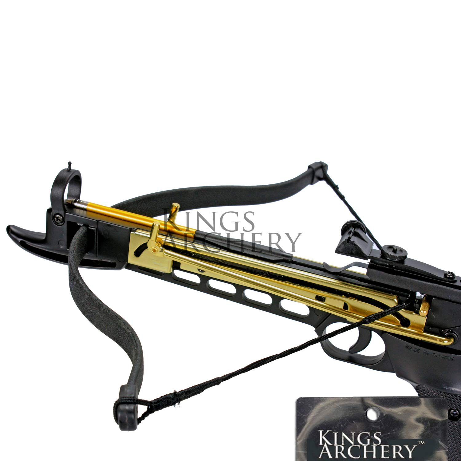 KingsArchery Pistol Crossbow Self-Cocking 80 LBS with Adjustable Sights, 3 Aluminium Arrow Bolts, and Bonus 120-pack of Colored PVC Arrow Bolts