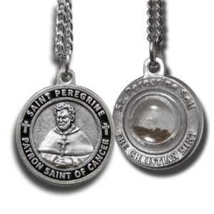 The Christian Mint, LLC St Peregrine Patron Saint of Cancer Medal w/Capsule of St Peregrine Soil (Women's 3/4-inch diameter)