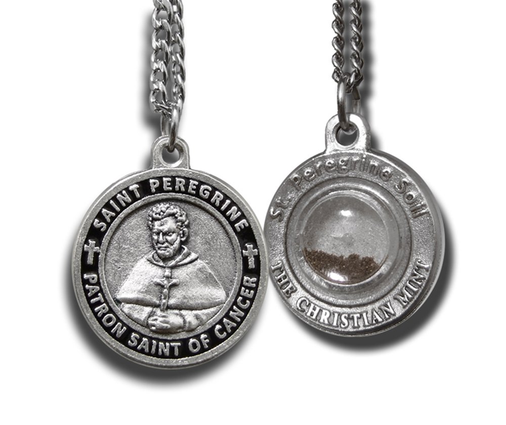 The Christian Mint, LLC St Peregrine Patron Saint of Cancer Medal w/Capsule of St Peregrine Soil (Women's 3/4-inch diameter)