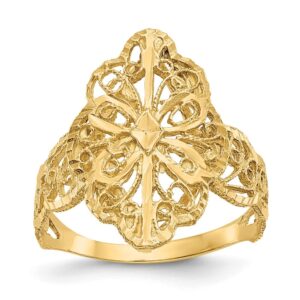 icecarats 14k yellow gold antique filigree chunky dome statement ring size 6