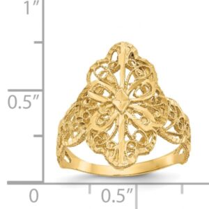 IceCarats 14K Yellow Gold Antique Filigree Chunky Dome Statement Ring Size 6