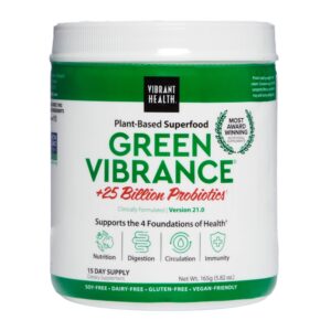 vibrant health, green vibrance, vegan superfood powder, 15 servings (ffp)