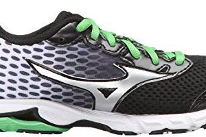 Mizuno Wave Rider 18 Junior Kids Running Shoe (Little Kid/Big Kid), Black/Classic Green, 2.5 M US Little Kid