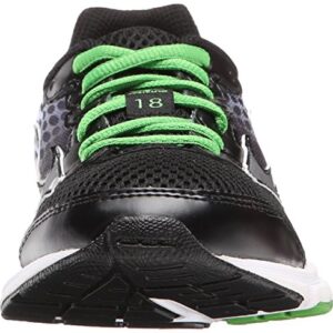 Mizuno Wave Rider 18 Junior Kids Running Shoe (Little Kid/Big Kid), Black/Classic Green, 2.5 M US Little Kid