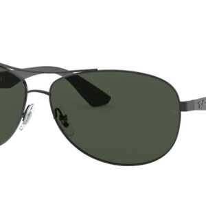 Ray-Ban Men's RB3526 Aviator Sunglasses, Matte Black/Dark Green, 63 mm