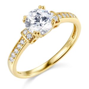 14k yellow gold solid wedding engagement ring - size 7