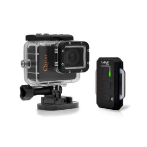 sound around gear pro quest wi-fi action cam, full hd hi-resolution 1080p video, 16 mega pixel camera, 2.0'' lcd display, wireless remote, free downloadable app, waterproof case, black, (gdv995bk)