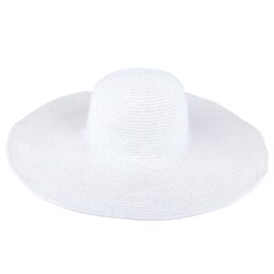 Ayliss Women Floppy Derby Hat Wide Large Brim Beach Straw Sun Cap (Style #1 White)