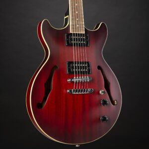 Ibanez Artcore 6 String Semi-Hollow-Body Electric Guitar, Right, Sunburst Red Flat, Full (AM53SRF)