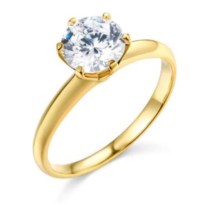 the world jewelry center 14k yellow gold solid wedding engagement ring - size 4.5