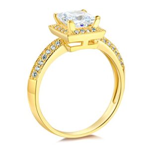 14k Yellow Gold Solid Princess Square Wedding Engagement Ring - Size 7