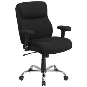 flash furniture hercules series big & tall 400 lb. rated black fabric ergonomic task office chair with line stitching and adjustable arms