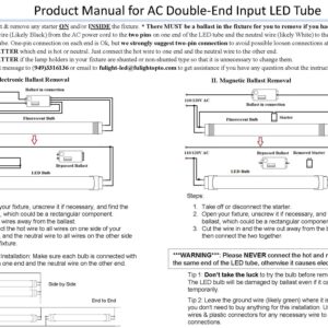 Fulight Type B T8 LED Tube Light, 2FT 24-Inch 10-Watt, Daylight 6000K, F17T8, F18T8, F20T10, F20T12/CW, Double-End Powered, Frosted Cover - Fluorescent Replacement Bulb (Not a Plug-and-Play)