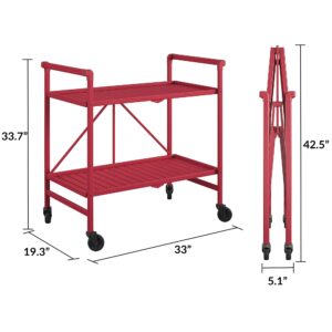 Cosco Indoor/Outdoor Serving Cart, Folding, Ruby Red