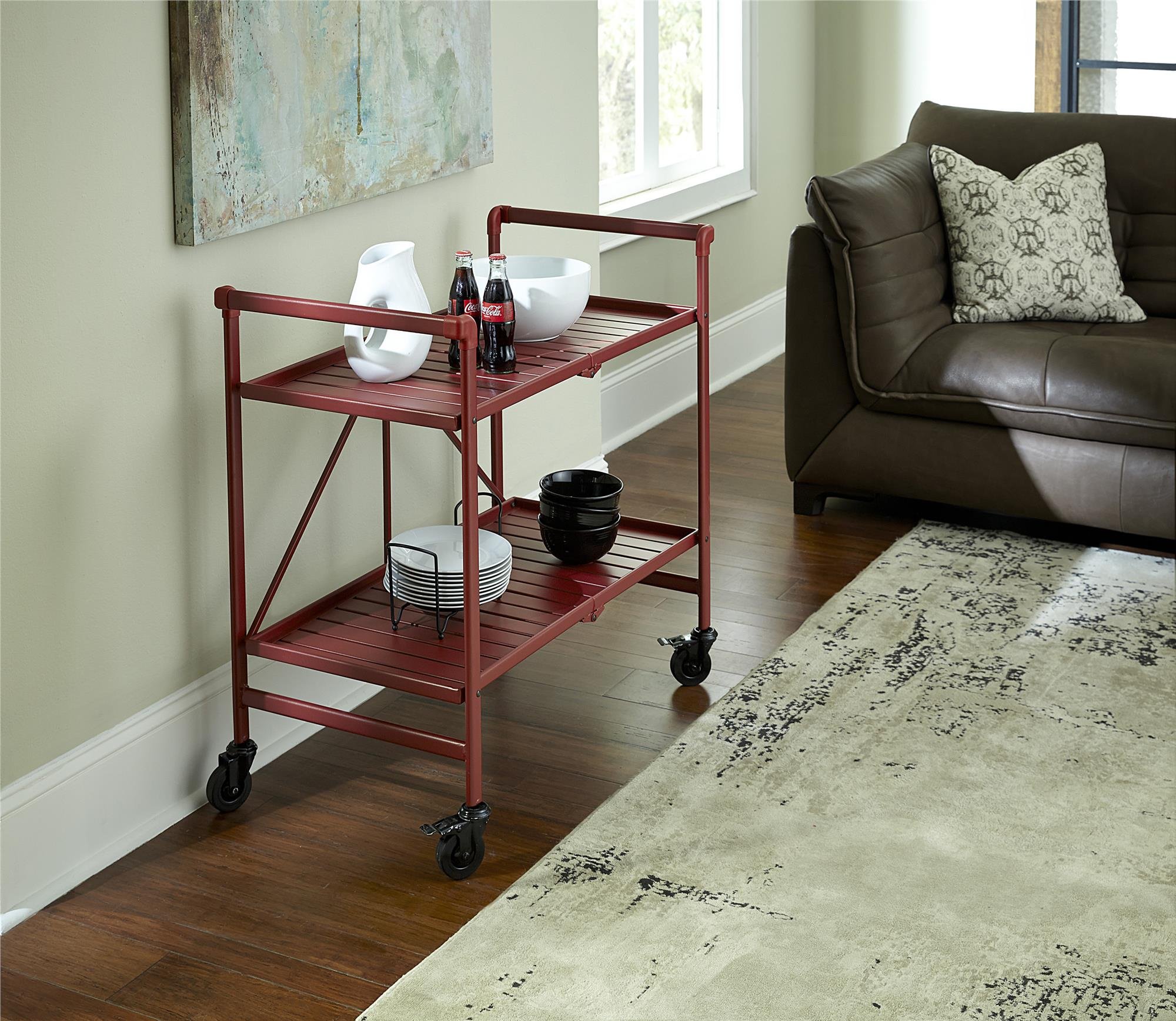 Cosco Indoor/Outdoor Serving Cart, Folding, Ruby Red